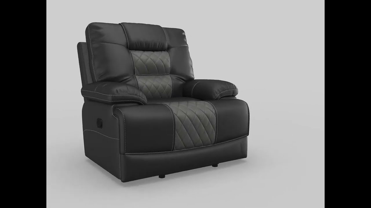 Fabian Two Tone Gray Double Reclining Center Drop Down Living Room Set ...