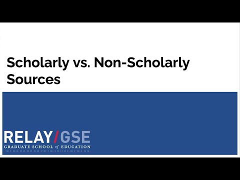 Scholarly vs. Non-Scholarly Sources
