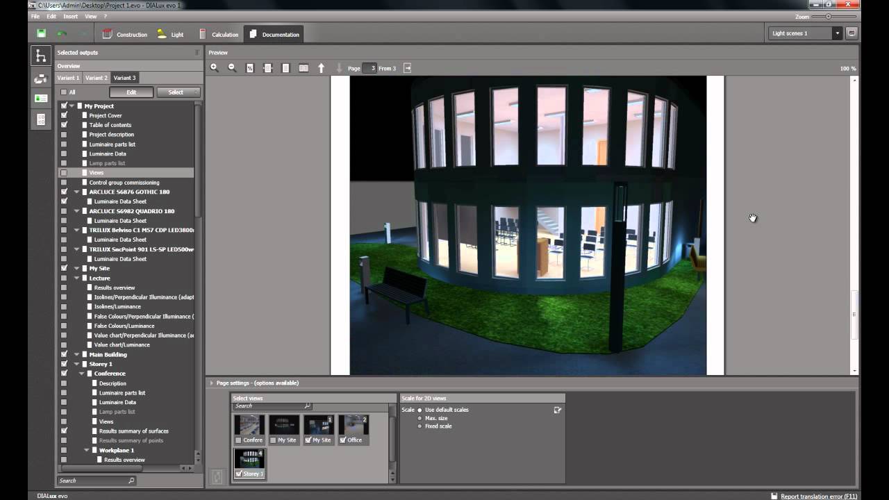 DIALux evo tutorial part 6 - Raytracer and documentation
