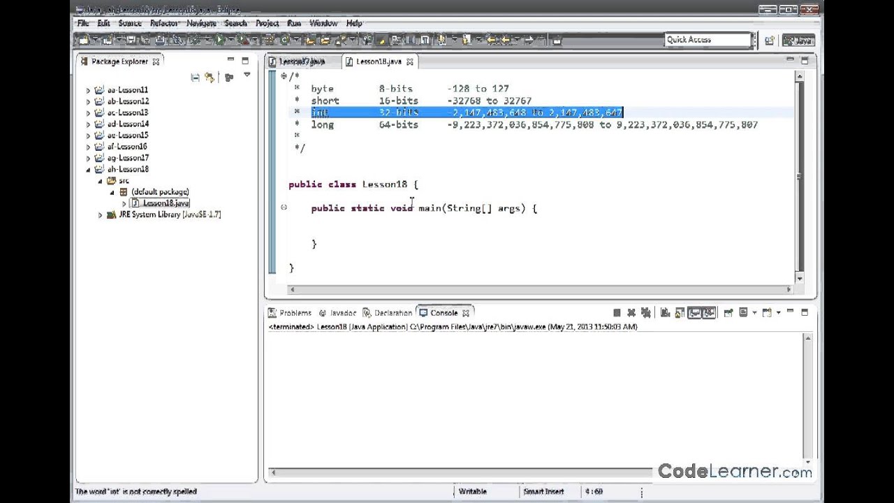 Mastering Java, Vol 1   Lesson 18   More Integer Data Types In Java 10
