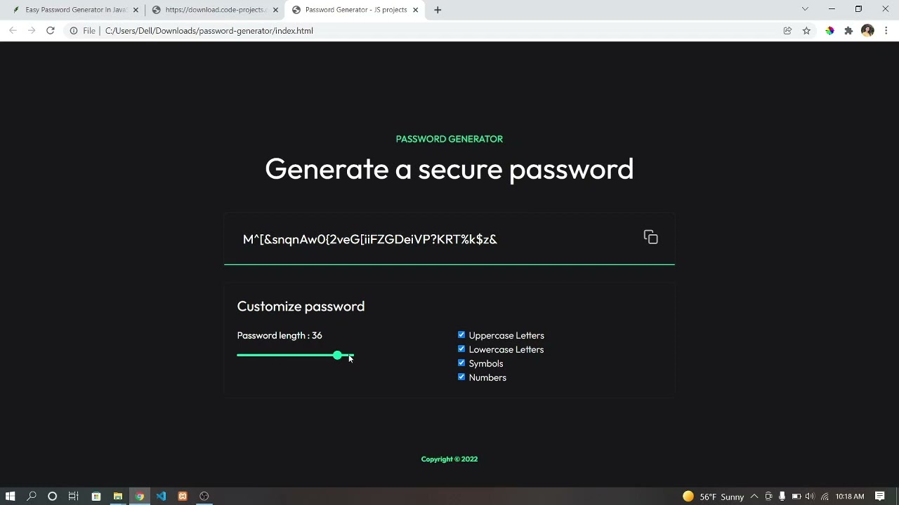 Easy Password Generator In JavaScript With Source Code | Source Code & Projects