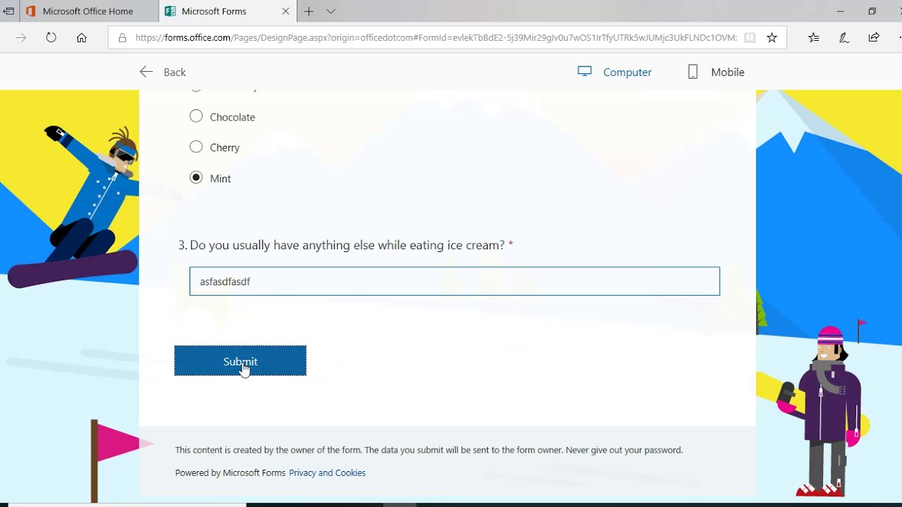 Microsoft Forms Settings