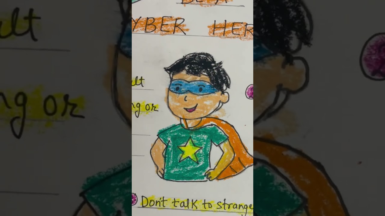 Kids cyber safety poster #class4 #drawing #holidayhomework #robot #computer #cybersecurity