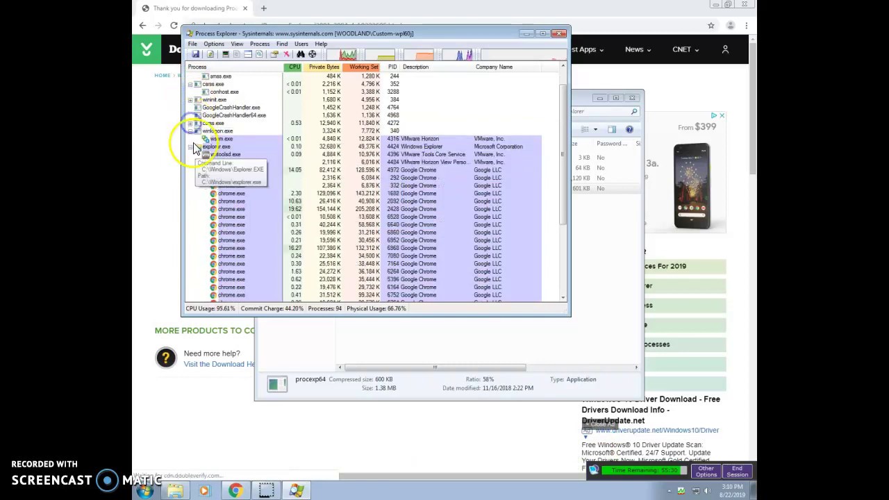 Envisionware Library Reservation Software Bypass with Process Explorer