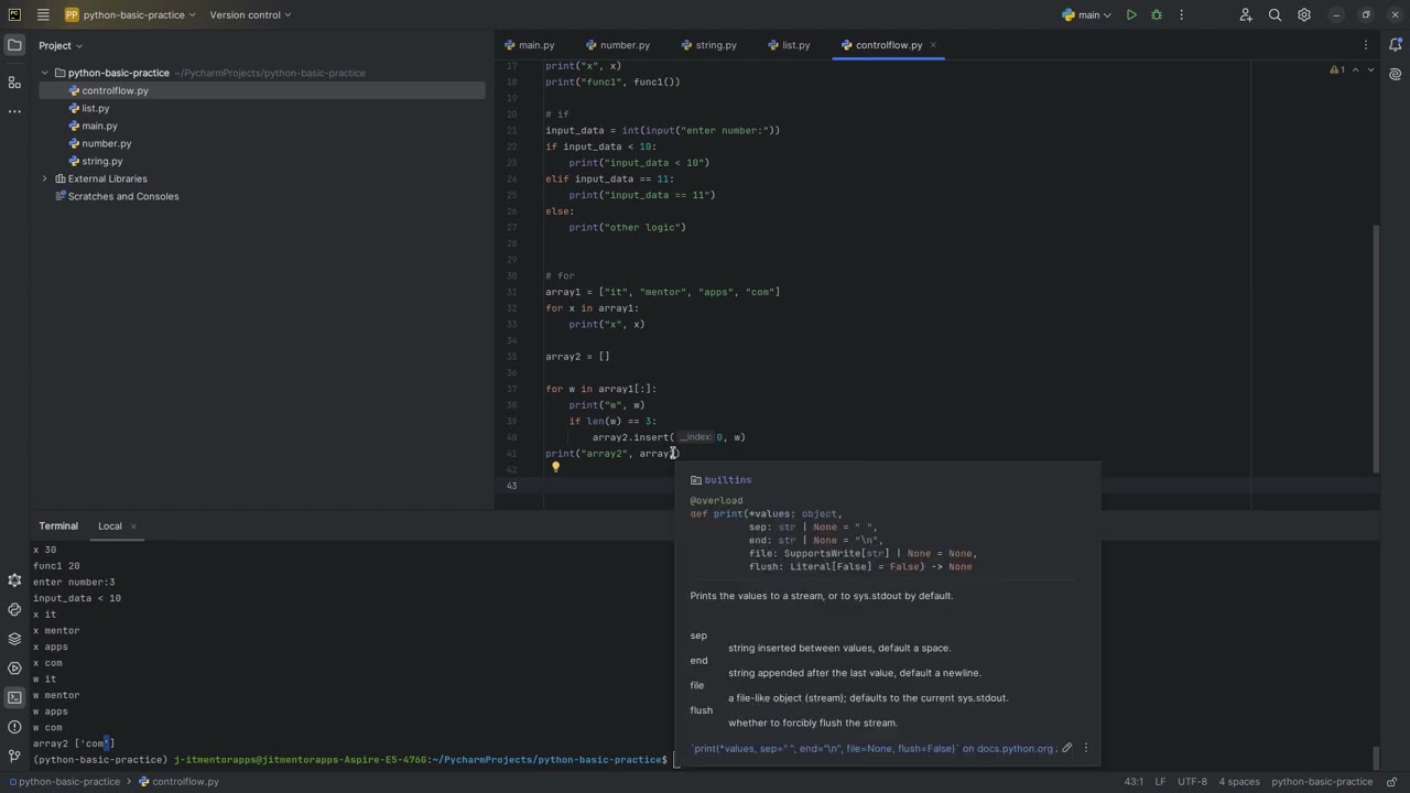 Python Basics for Beginners | Control Flow | IT Mentor Apps.com