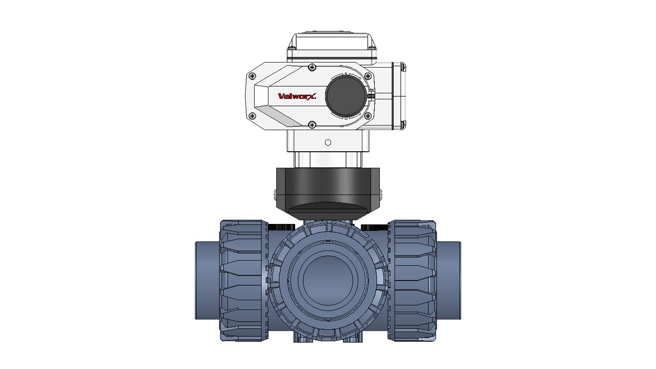 Valworx 5656 Electric Actuated PVC 3-way T-Port Ball Valves