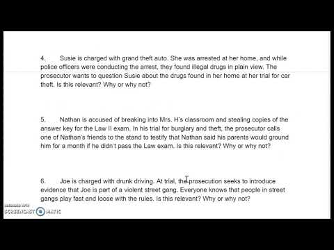 Law 2 - Relevant Evidence Answers