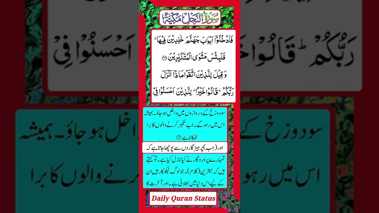Surah An Nahl Urdu Translation Ayat29 30