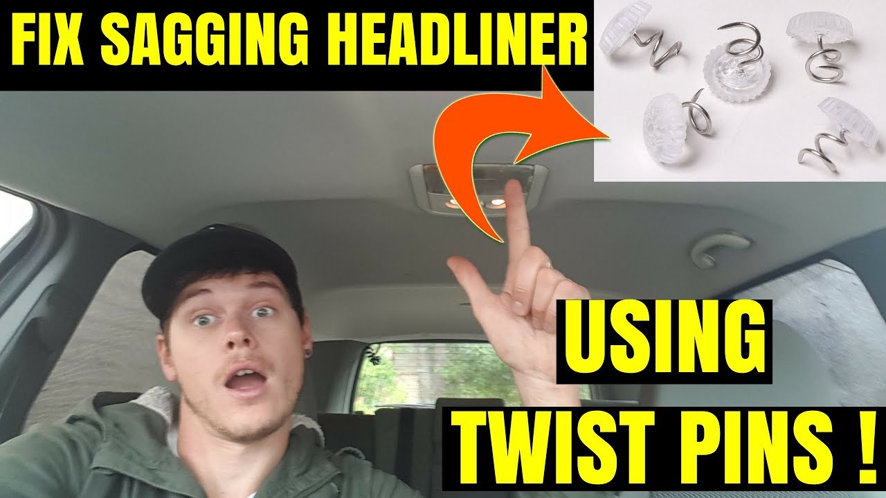 How to Fix Sagging Roof In Car Using Twist Pins -- VERY EASY FAST & CHEAP NO GLUE