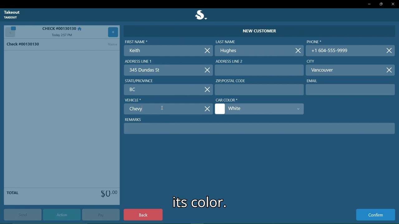 Squirrel Cloud POS: Placing a Basic Order Takeout Dept