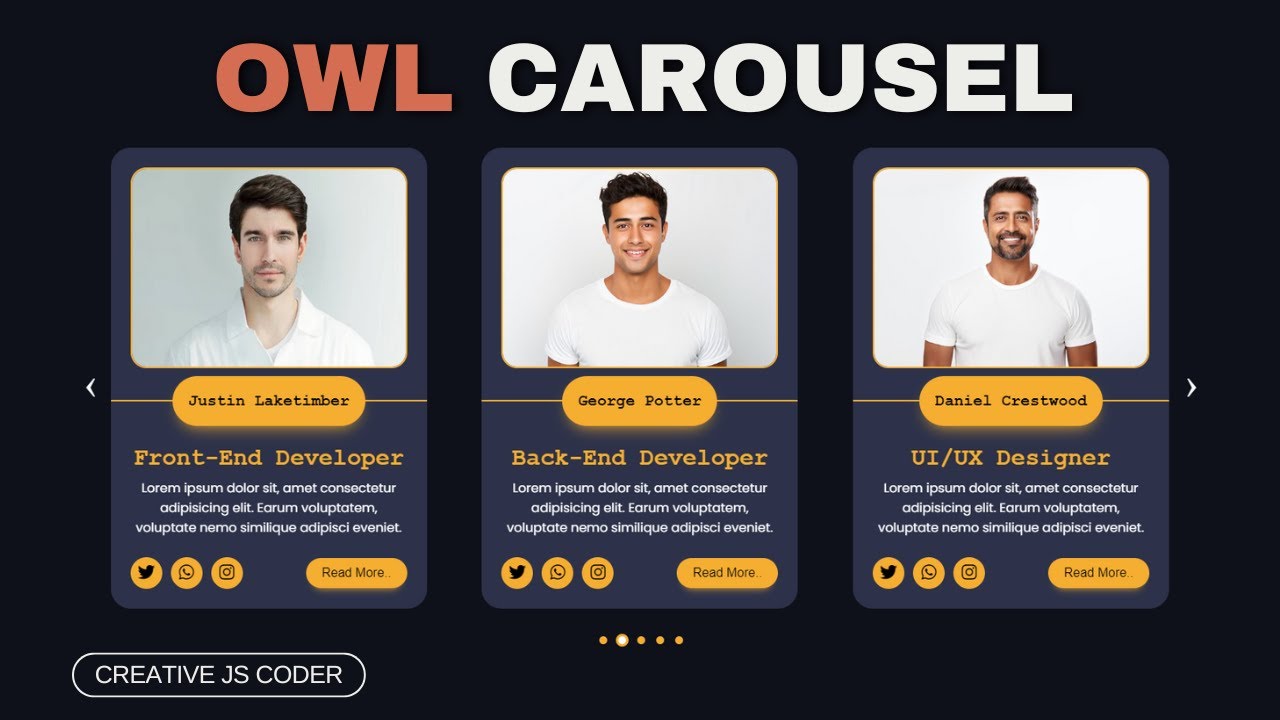 Responsive Team Section using Owl Carousel Slider | HTML, CSS and JavaScript | Free Source Code