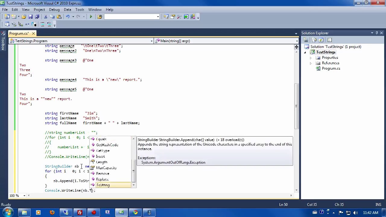 C#: Strings and StringBuilder