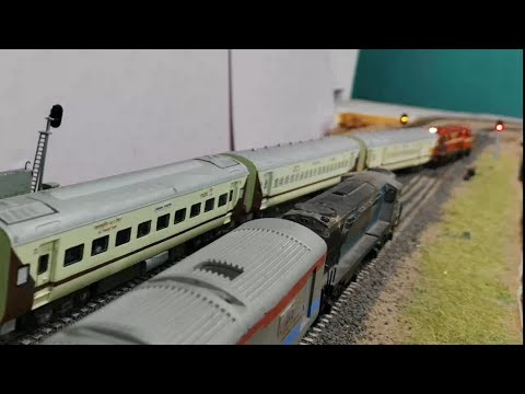 LHB & ICF MODEL TRAIN IN ACTION | HO SCALE MODEL OF INDIAN RAILWAYS | Alco & Electric locomotive 🚂