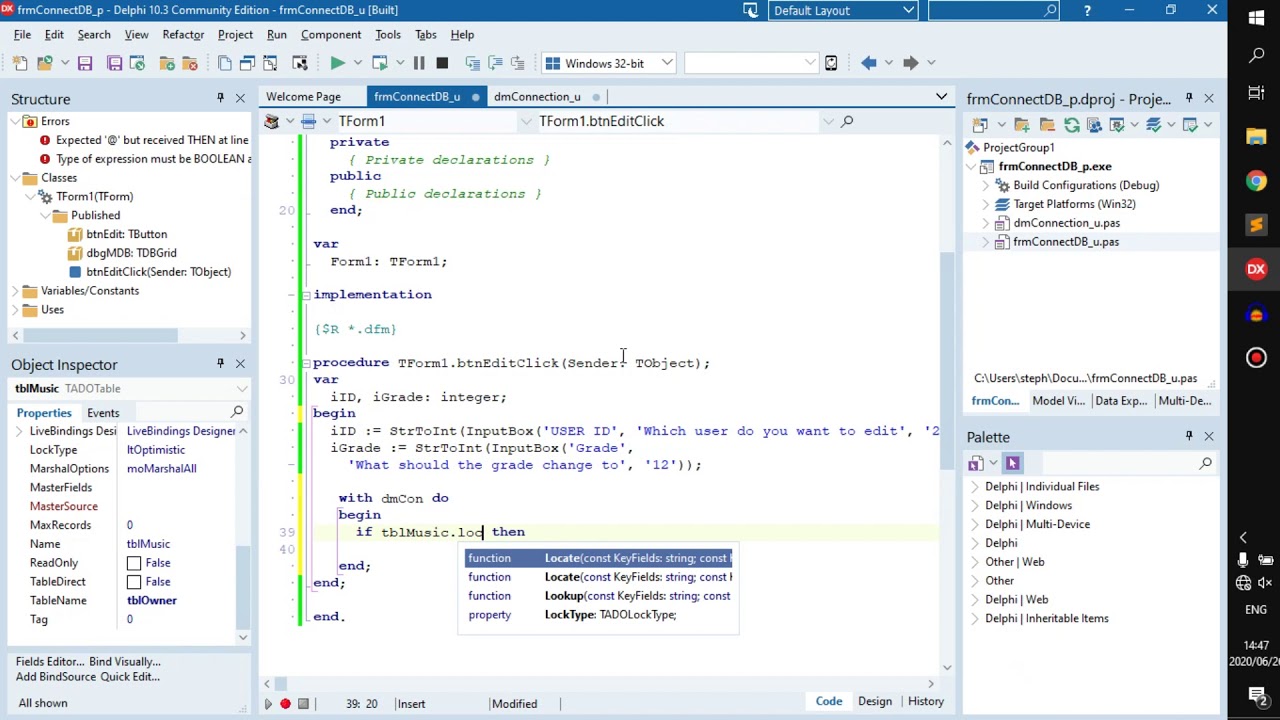 Editing the data in a database - Delphi Tutorial (Part 50)
