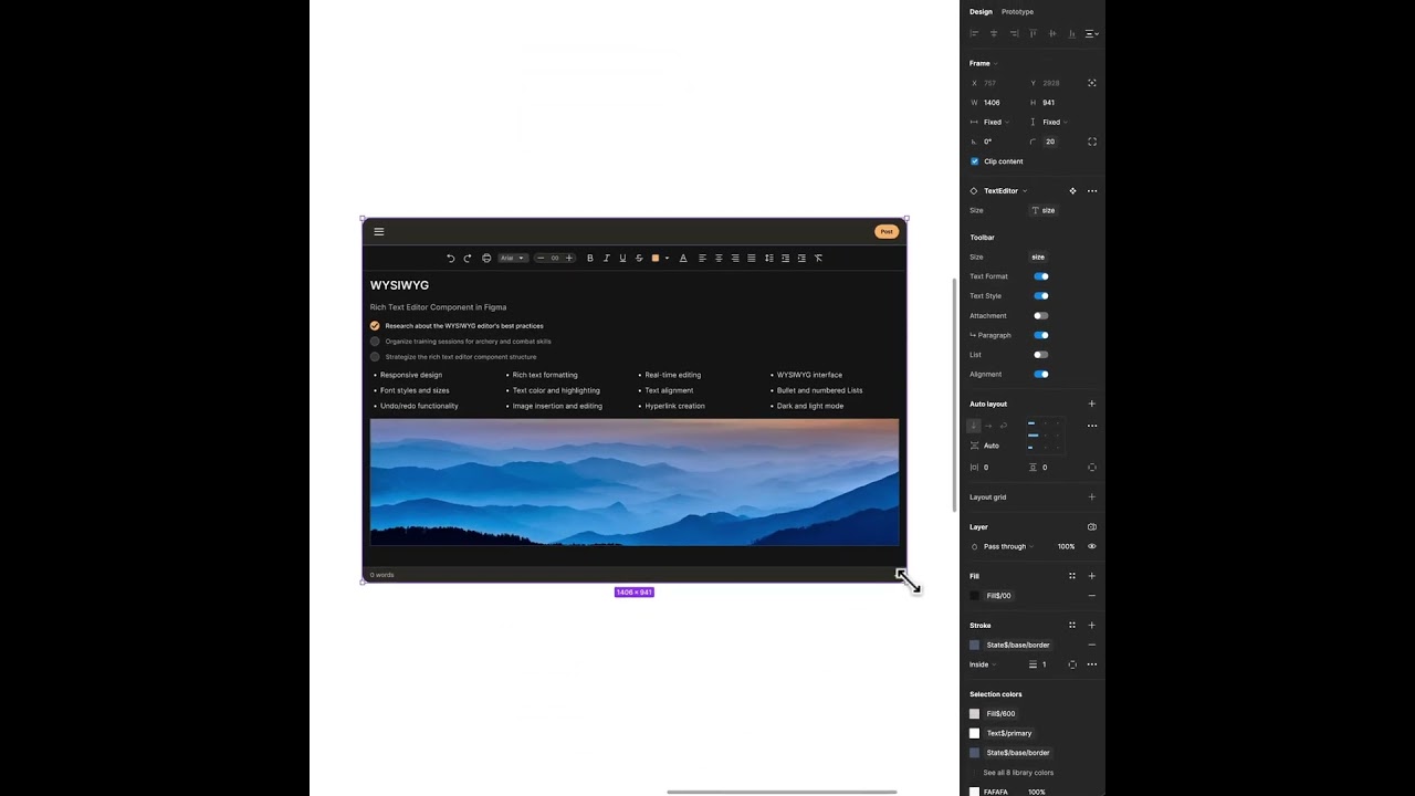 Responsive WYSIWYG Rich Text Editor in Figma #uikit #designsystems