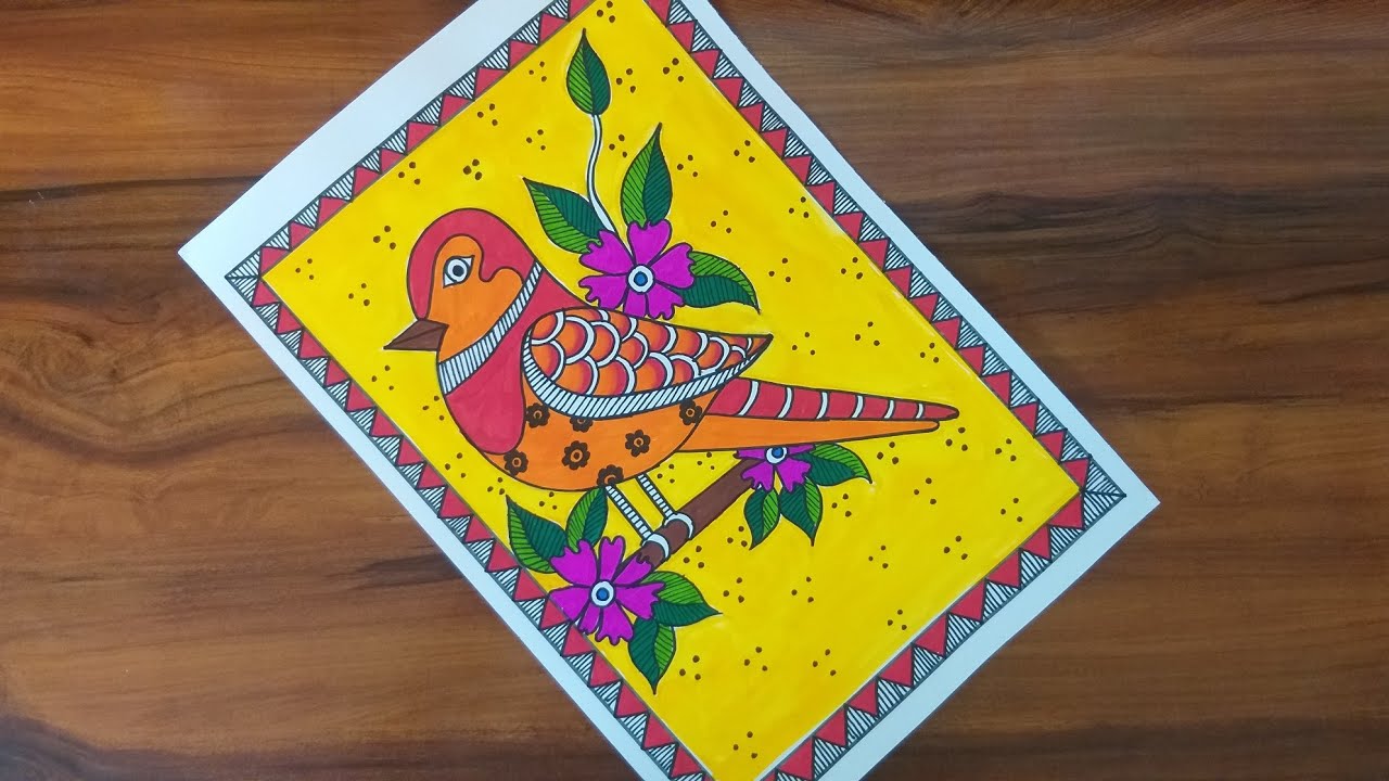 Madhubani Bird painting for beginners | Easy Madhubani Art #art