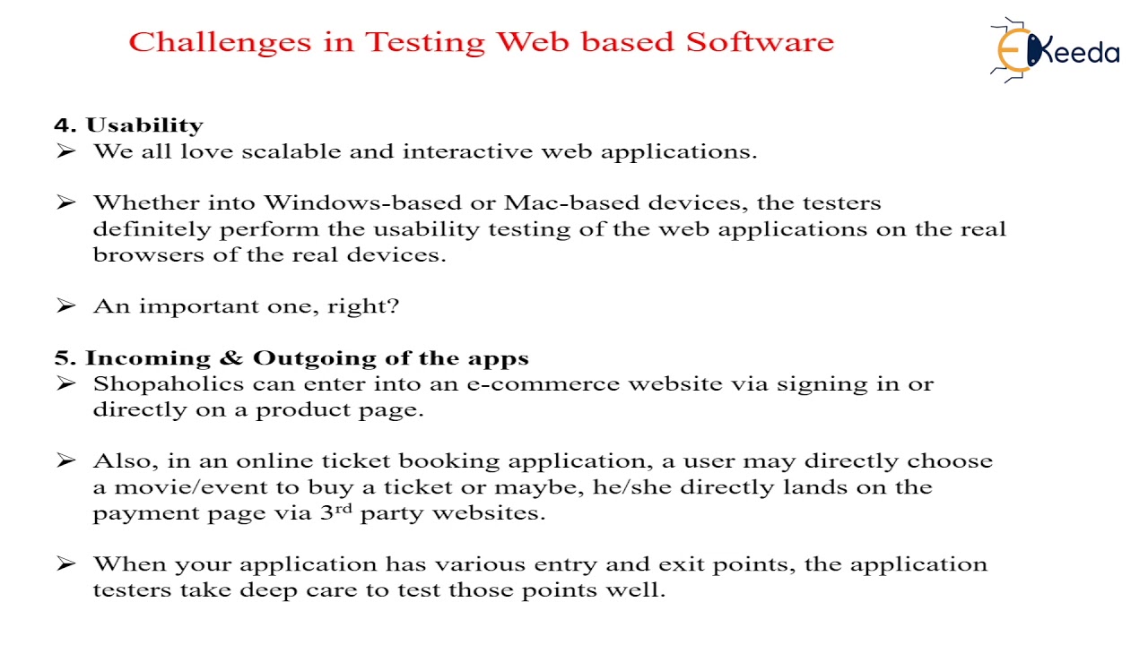 Challenges in test for web based software - Software Testing and Quality Assurance