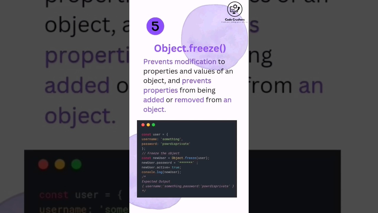 Essential JavaScript Object Methods You Should Know | Code Crushers #javascript #shorts