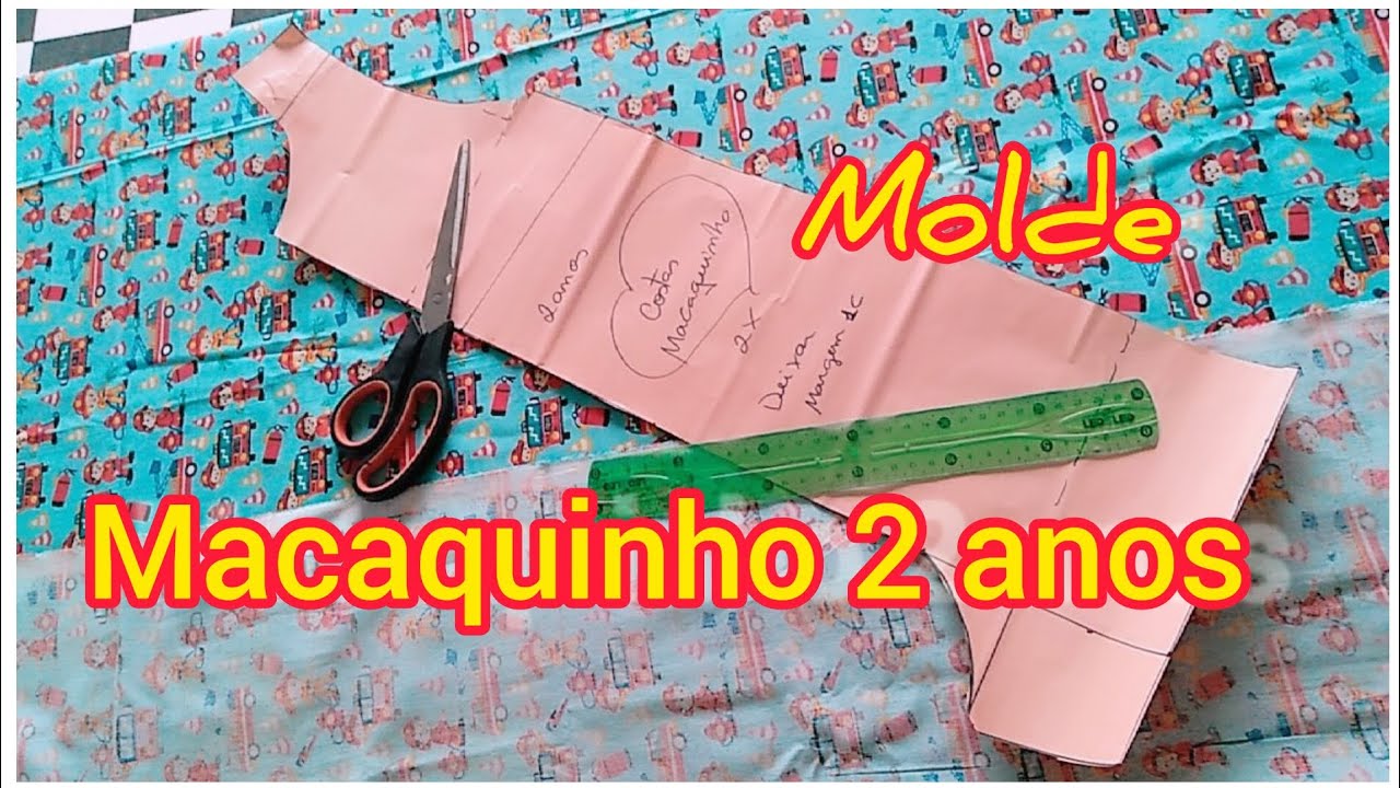 Copiei molde da Internet e ampliei,  Macaquinho infantil. Passo a passo FÁCIL. Costura INICIANTE
