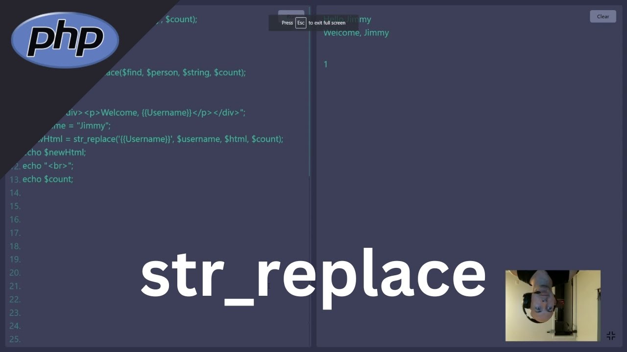 PHP str_replace - Basic PHP Tutorial on str_replace Method