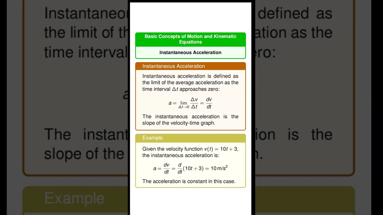 Instantaneous Acceleration  #physics  #exam #motion  #kinematics