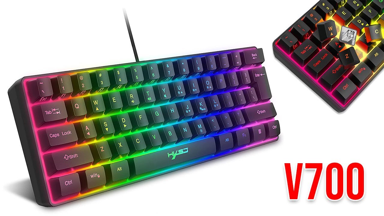 HXSJ V700 Wired Gaming Keyboard RGB Streamer Wired Keyboard 61-key Gaming Keyboard for Game/Office