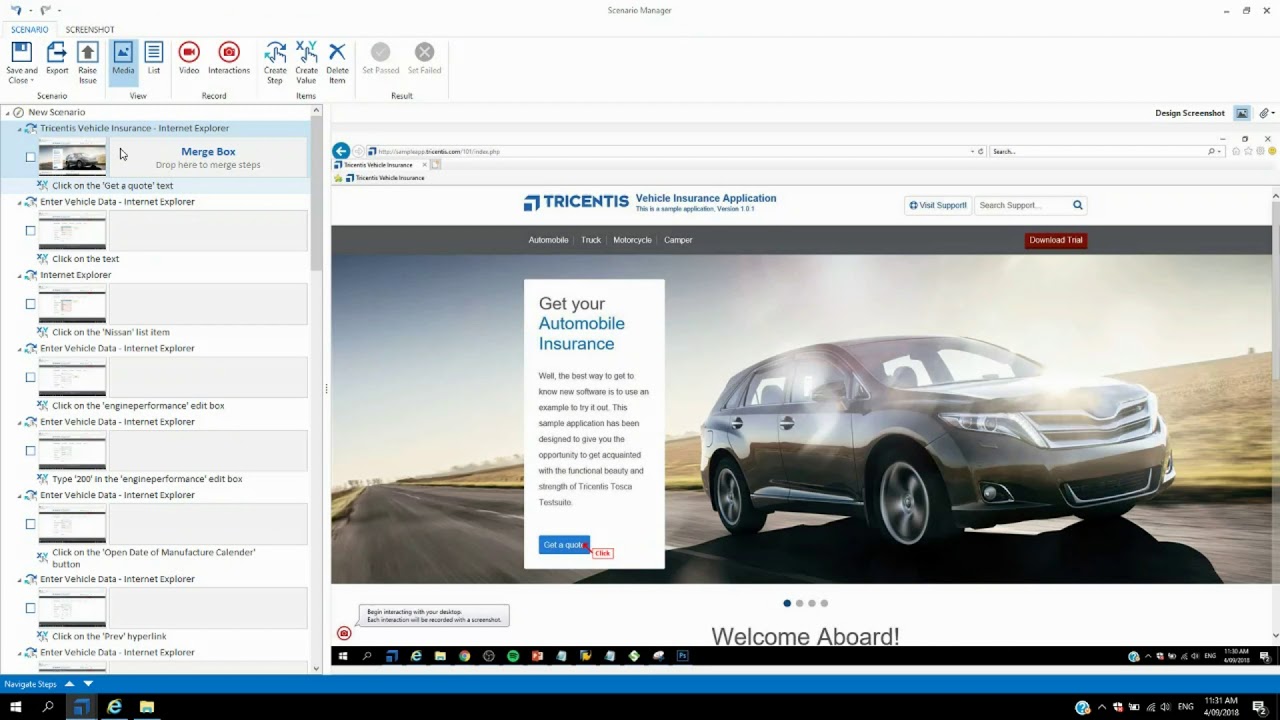 Exploratory Testing Demonstration using Tricentis TOSCA