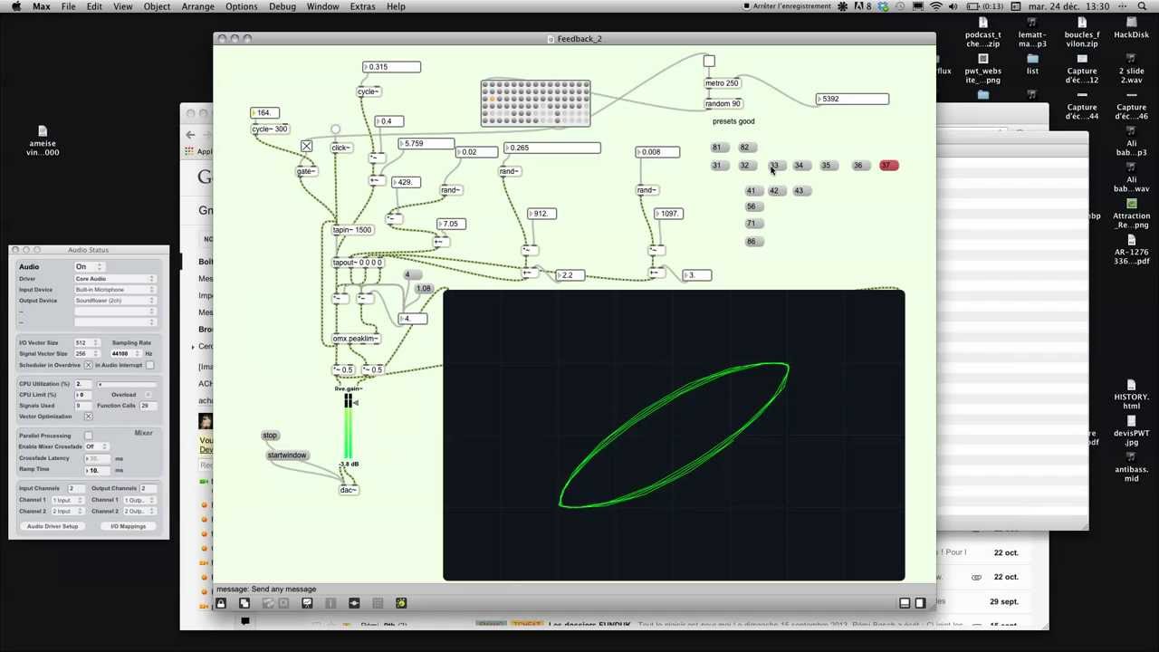 feedback noises in max/msp