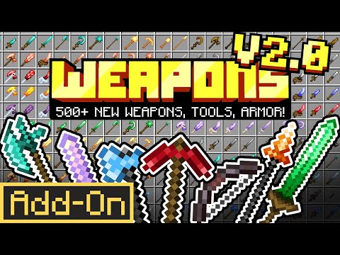 WEAPONS+ 2.0 ADDON: 500+ NEW Weapons, Tools & Armor added to Minecraft Bedrock