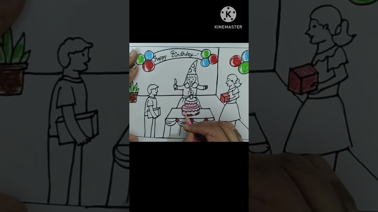 Birthday party drawing #easydrawing