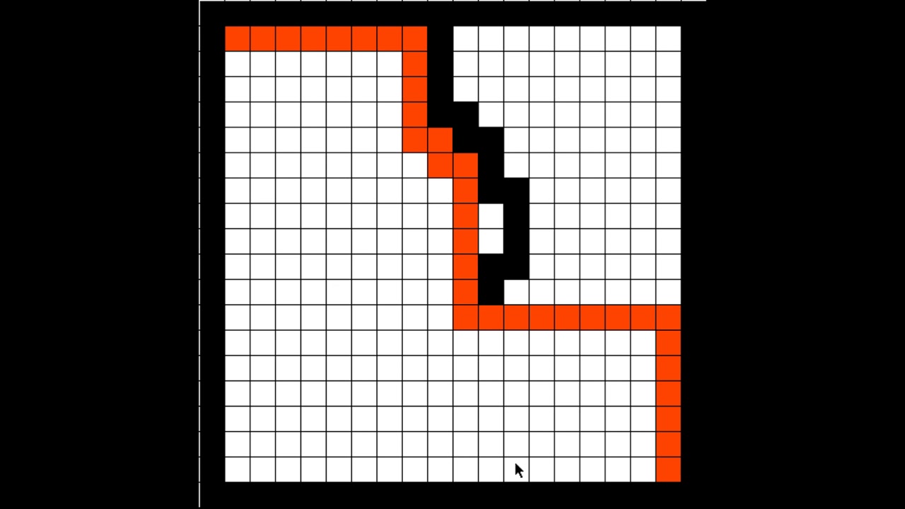 Breadth first search / Fifo Path finding algorithm visualization (python & pygame)