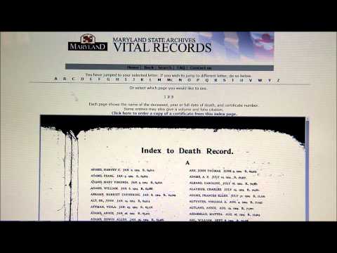 How to Search Maryland State Archives Death Records