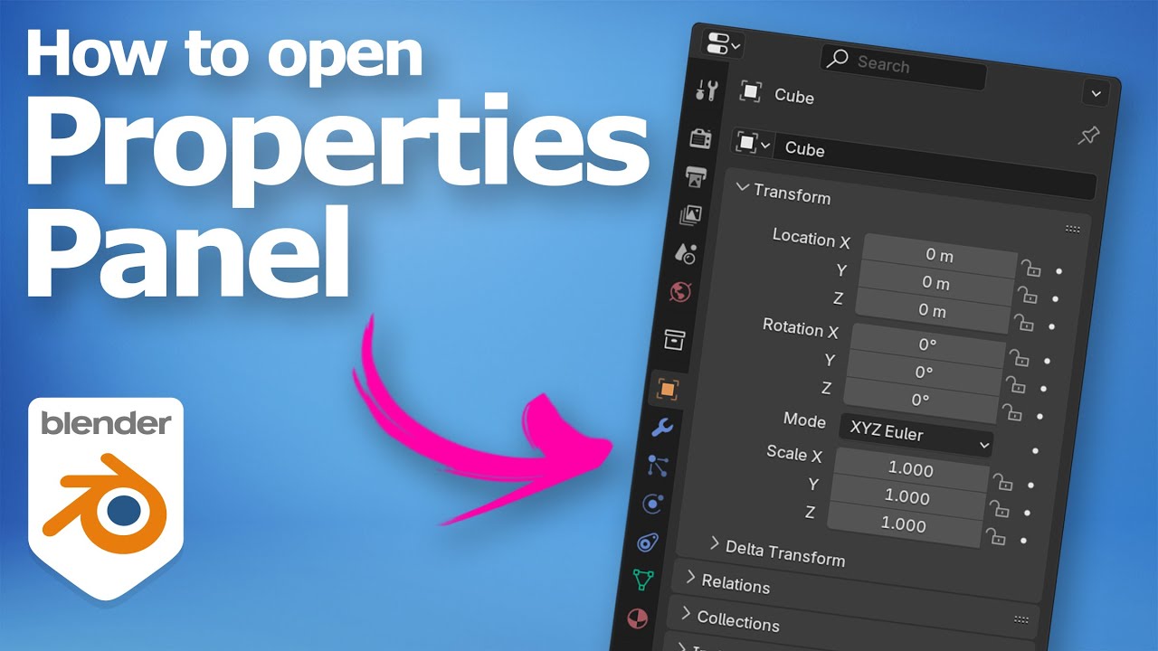 Blender how to open properties panel