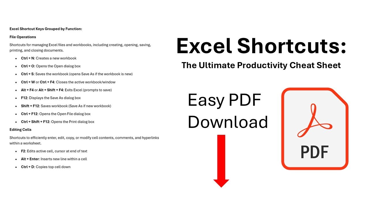 Excel Shortcut Keys Cheat Sheet: Free Download!