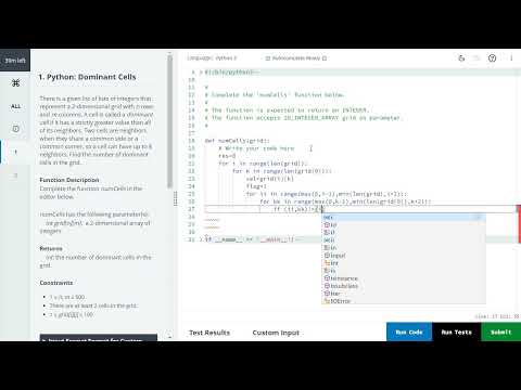 Python: Dominant Cells || Python (Basic) || HackerRank Skills Certifications || Solution