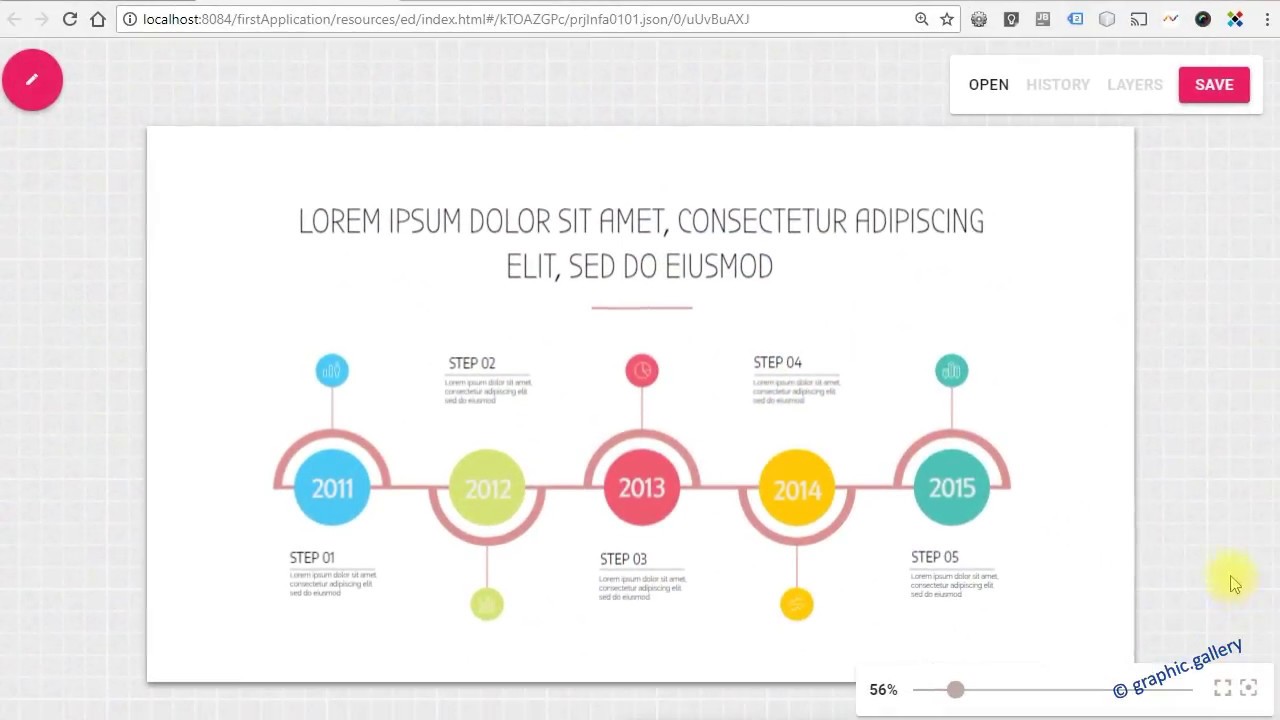 Infographic timeline template in our online graphic editor