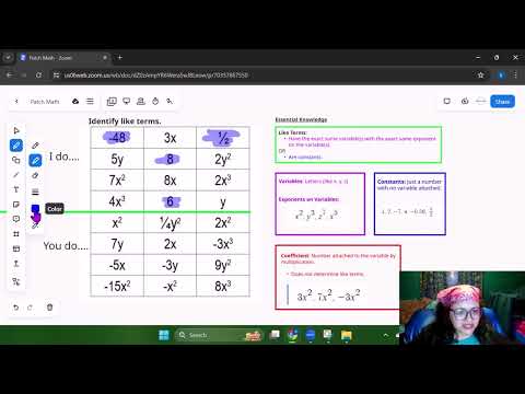 Identifying like terms- Algebra 1