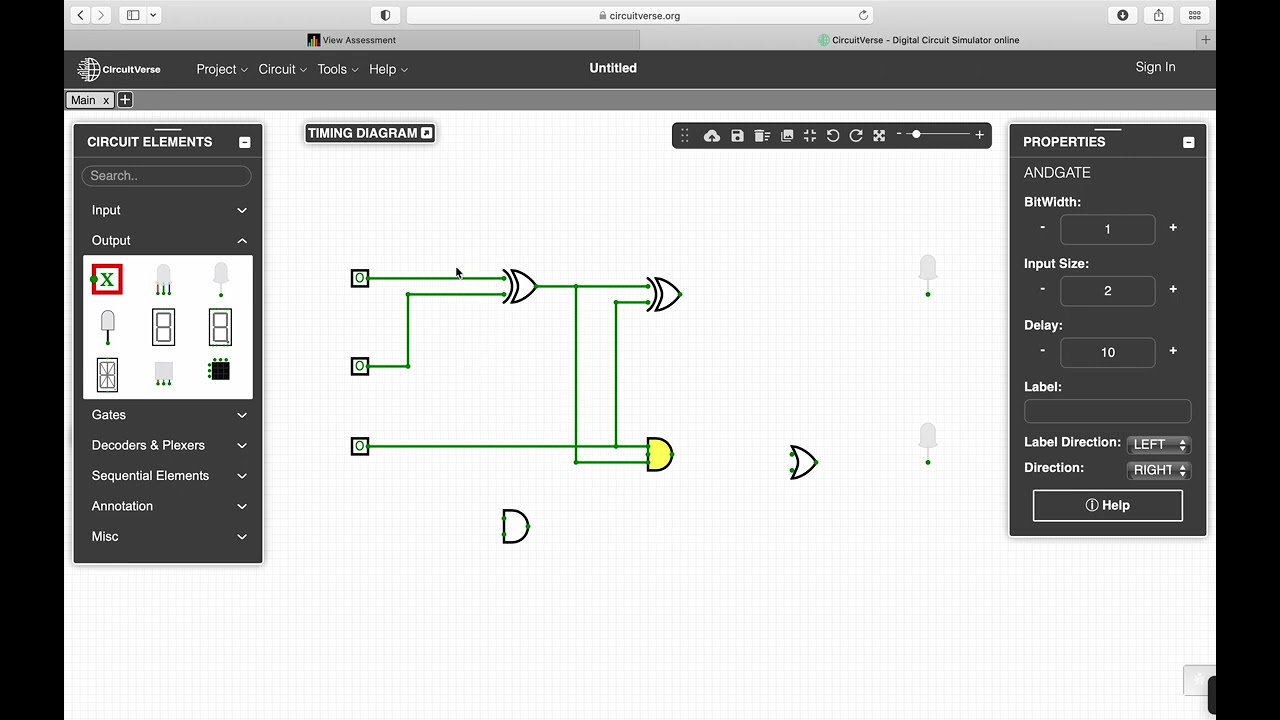 Building Full Adder Circuit Using Circuitverse