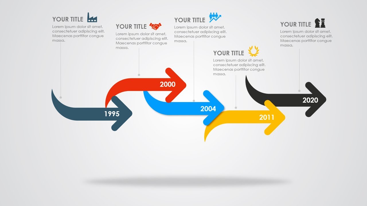 Arrow Shape Timeline Slide in PowerPoint