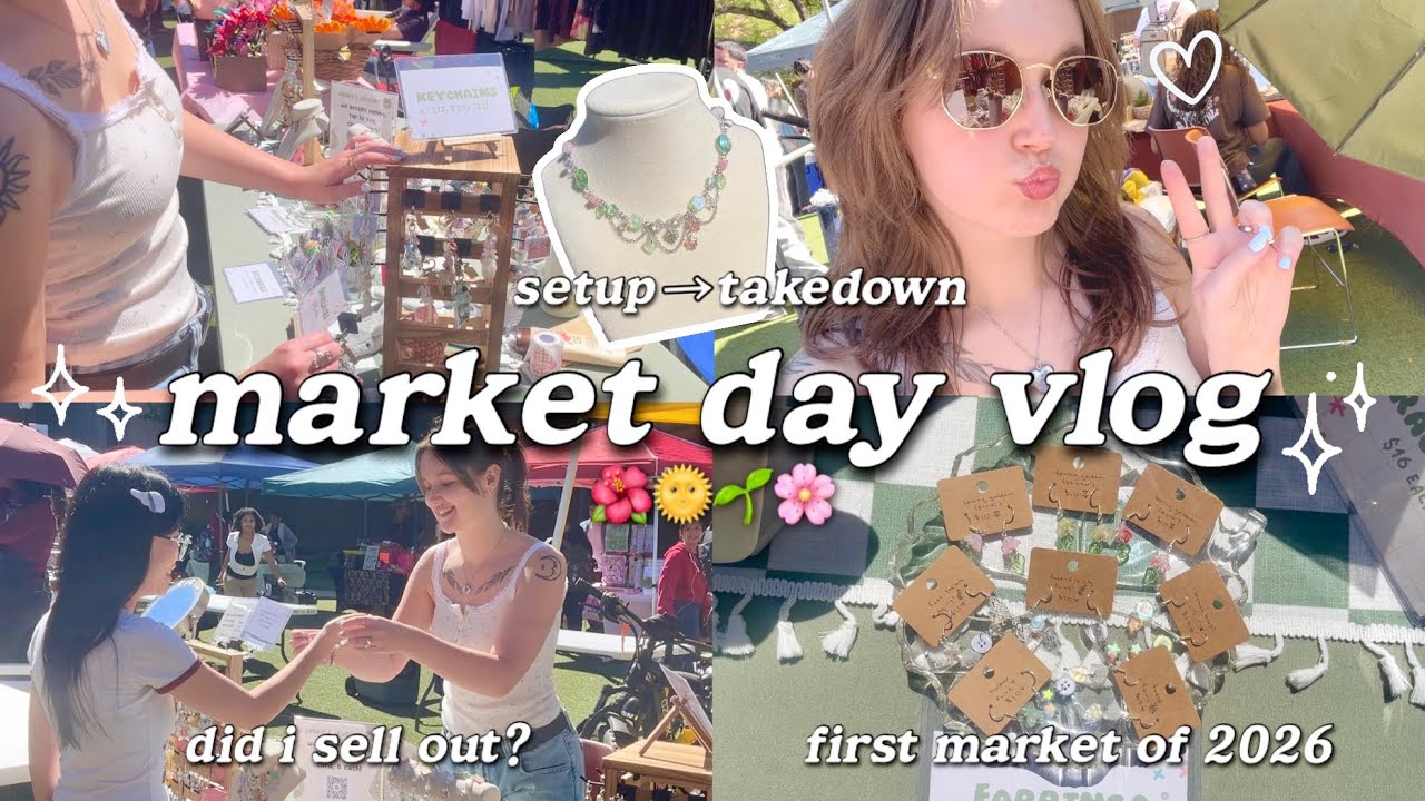 MARKET DAY VLOG 🌺 how much i sold, setup & takedown, selling tips
