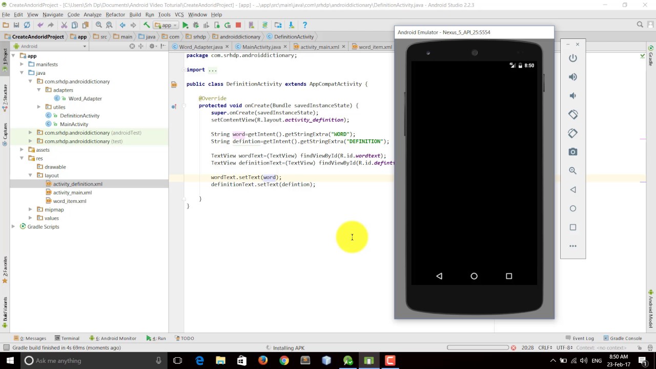Create Android Dictionary Part2