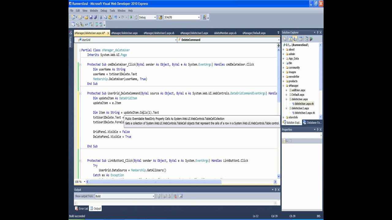 asp 56 add code to delete button on gridview on delete user page