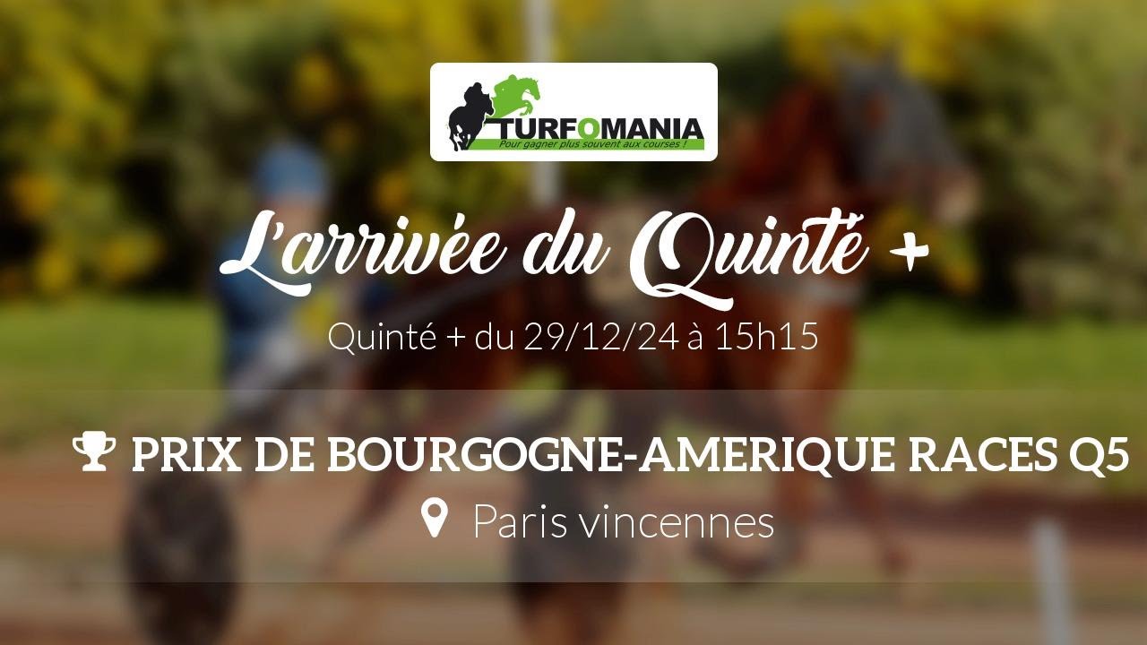 Turfomania Arrivée quinté du Dimanche 29 Décembre 2024