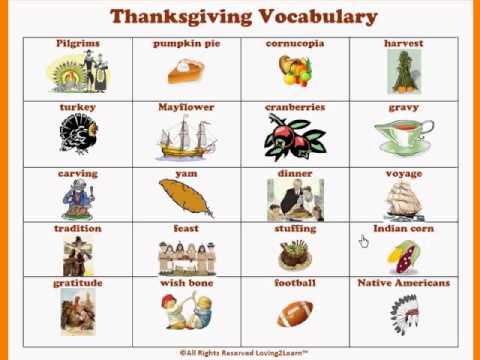 Thanksgiving Vocabulary - Kids Thanksgiving Activities