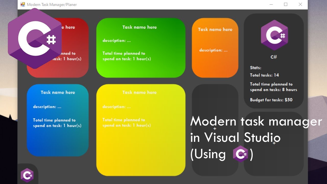 Modern task manager in Visual Studio (Tutorial, by C#)