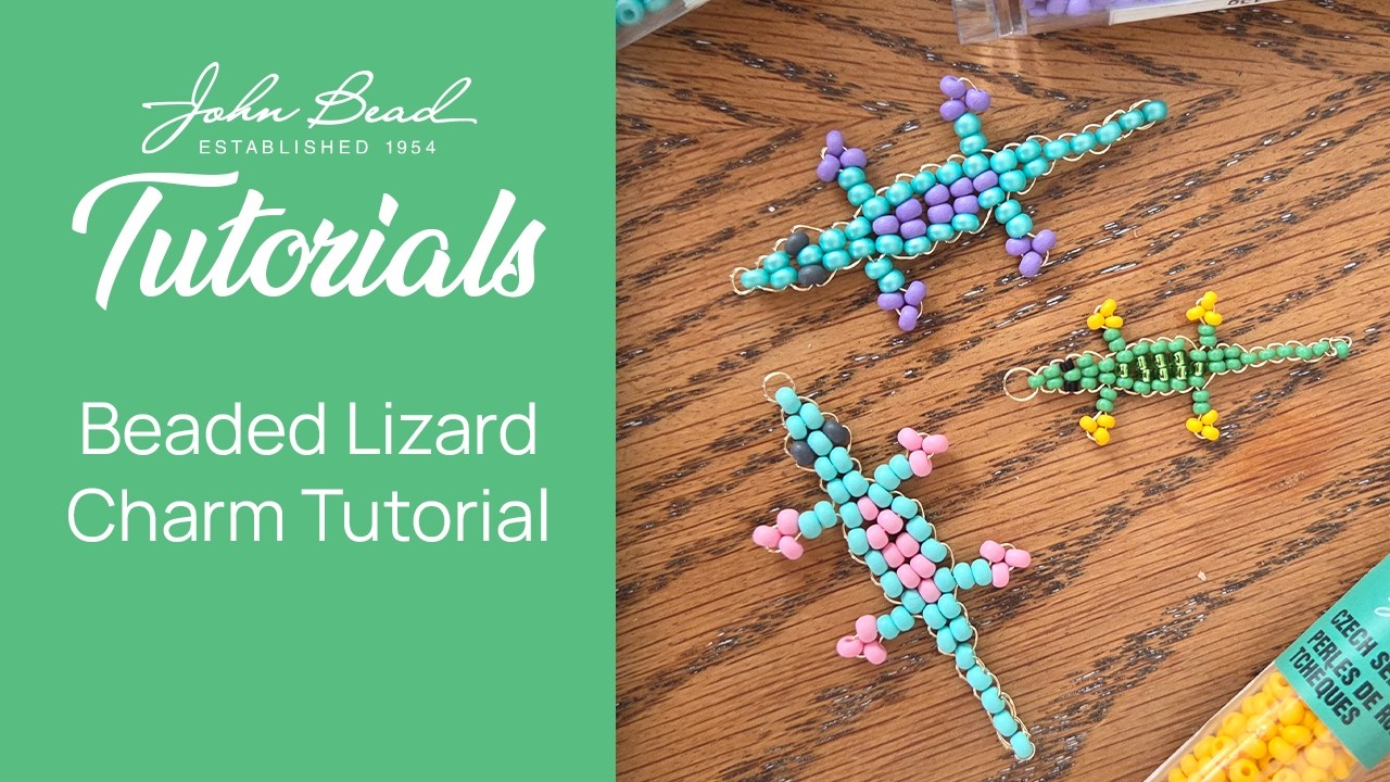 Beaded Lizard Charm Tutorial with Czech Seed Beads