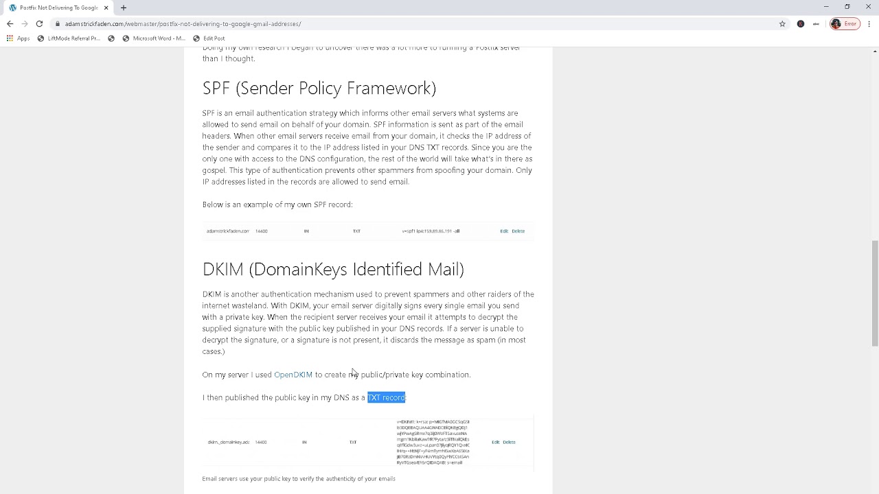 Getting Postfix Emails Through To Google