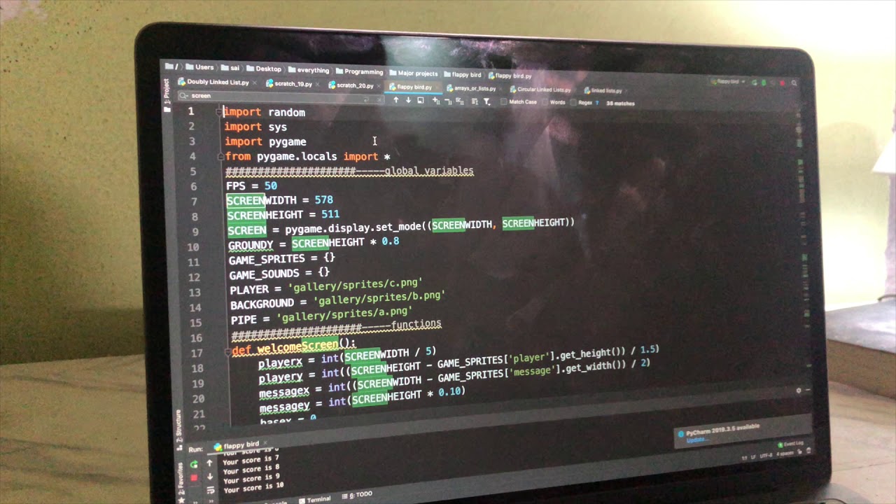 Flappy Bird  ||  Flappy Bird Clone in Python with Pygame  ||  Python Project