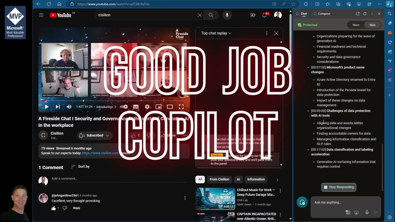 How to use Copilot to summarise and ask questions about a video