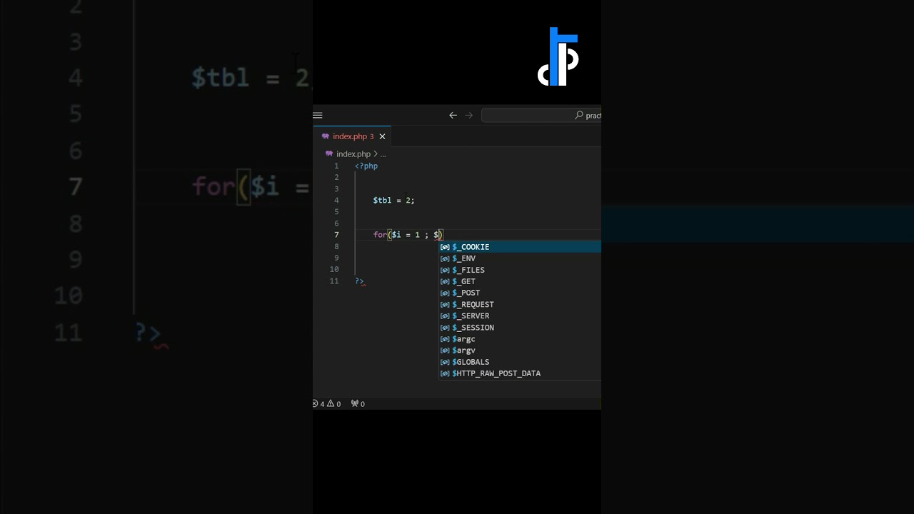 PHP Tutorial: Printing Tables with For Loops in Urdu / Hindi | php | for loop | code
